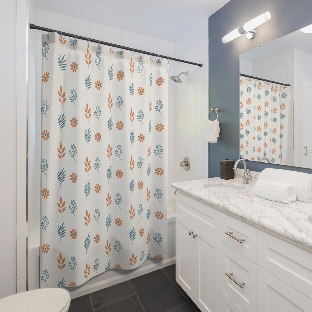Scandinavian-inspired Distressed Block Print Cloth Shower Curtain ...