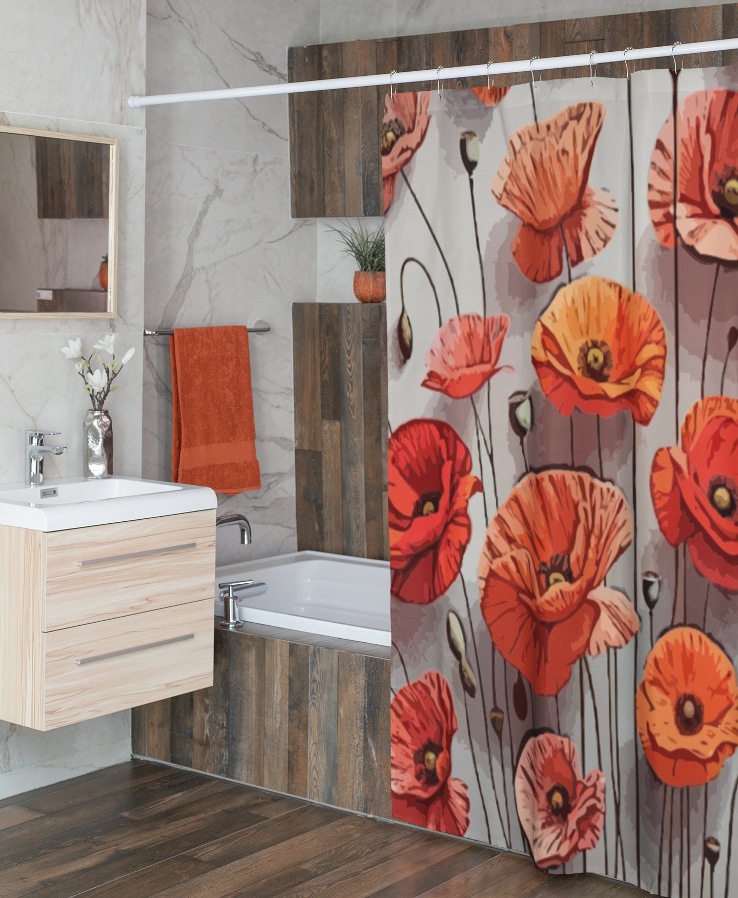 Poppy Cloth Shower Curtain. August Birth Flower. the Poppy Represents ...