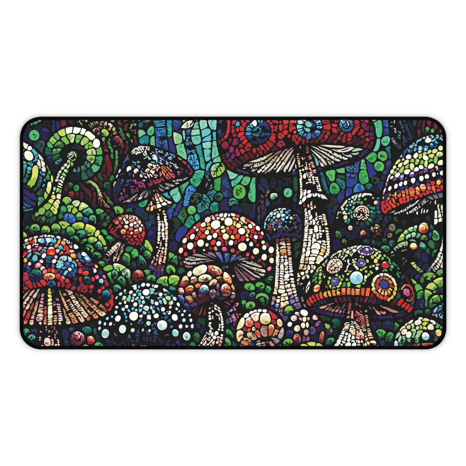 Mushroom Mosaic Desk Mat. This Desk Mat Showcases a Cluster of Mosaic ...