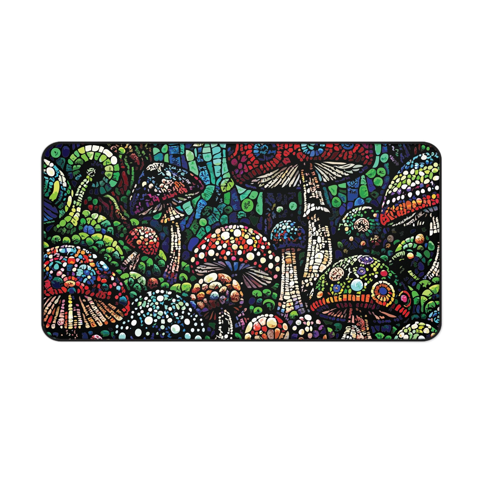 Mushroom Mosaic Desk Mat. This Desk Mat Showcases a Cluster of Mosaic ...