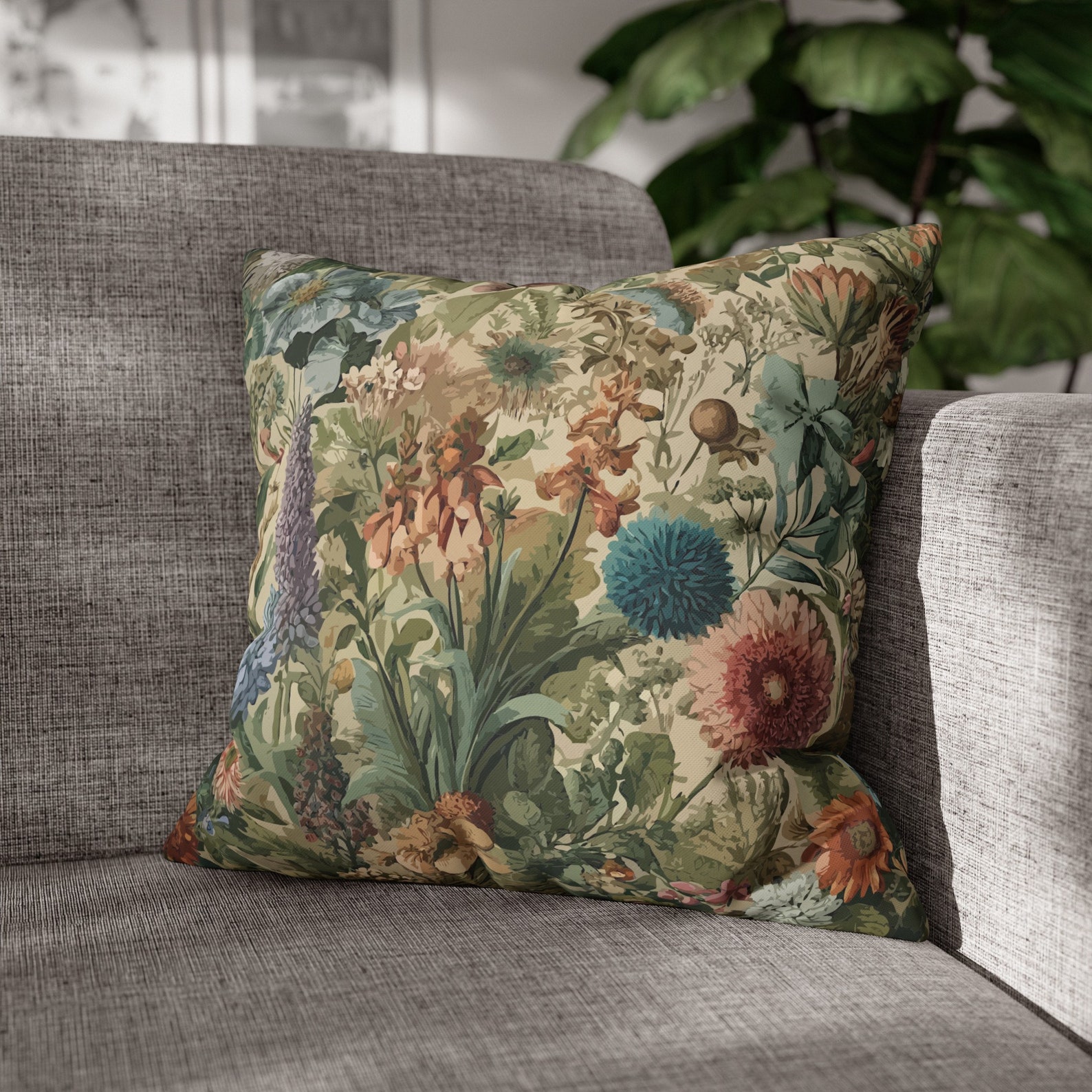 Vintage Inspired English Cottage Garden Pillowcase. Antiqued Flowers in ...