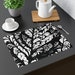 Lacey Leaf Organic Design Placemat. A Close-up View of Black Lacey ...