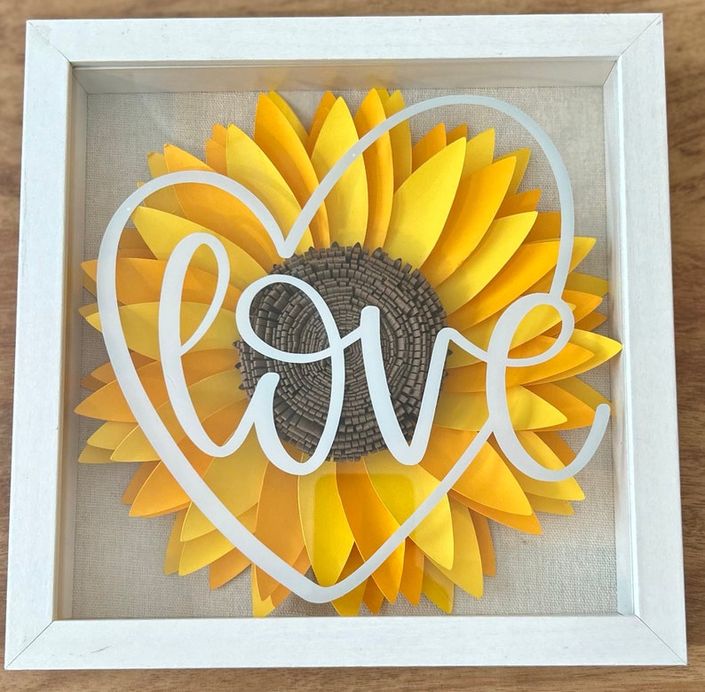 Paper Sunflower Shadow Box Valentine's Day Gift Birthday Gift Anniversary Gift Mother's Day Gift ...