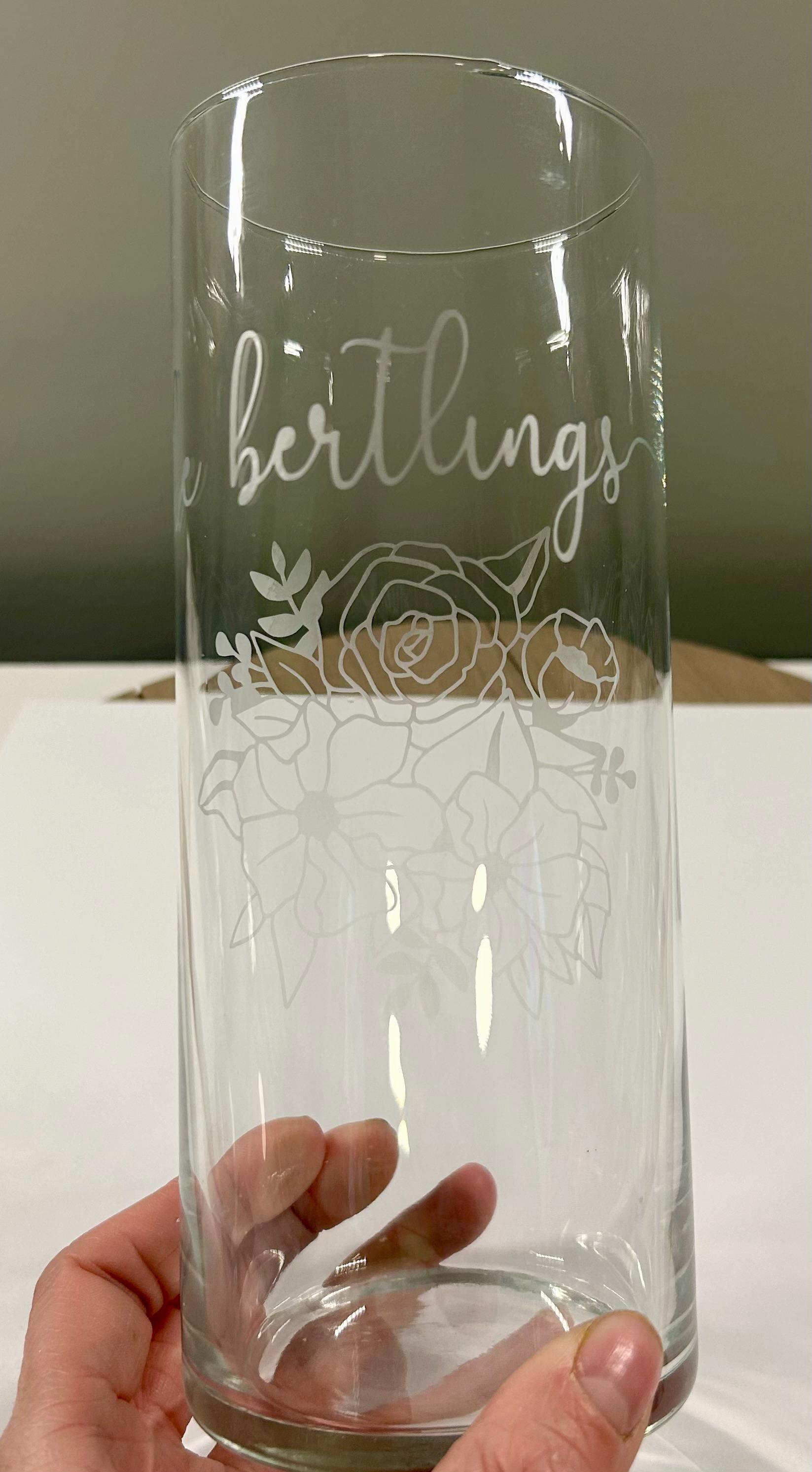 Custom Name Etched Glass Vase With Flower Wedding Anniversary ...