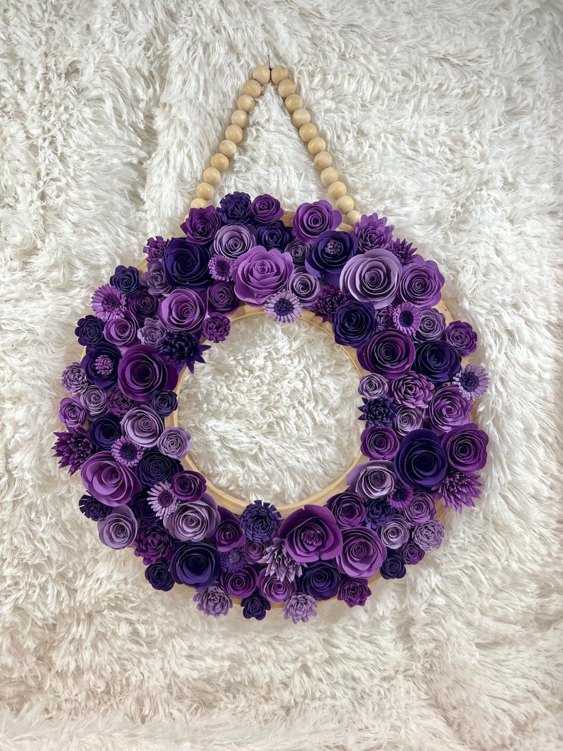Paper Flower Purple Hues Paper Floral Wreath Spring Summer Mothers Day ...