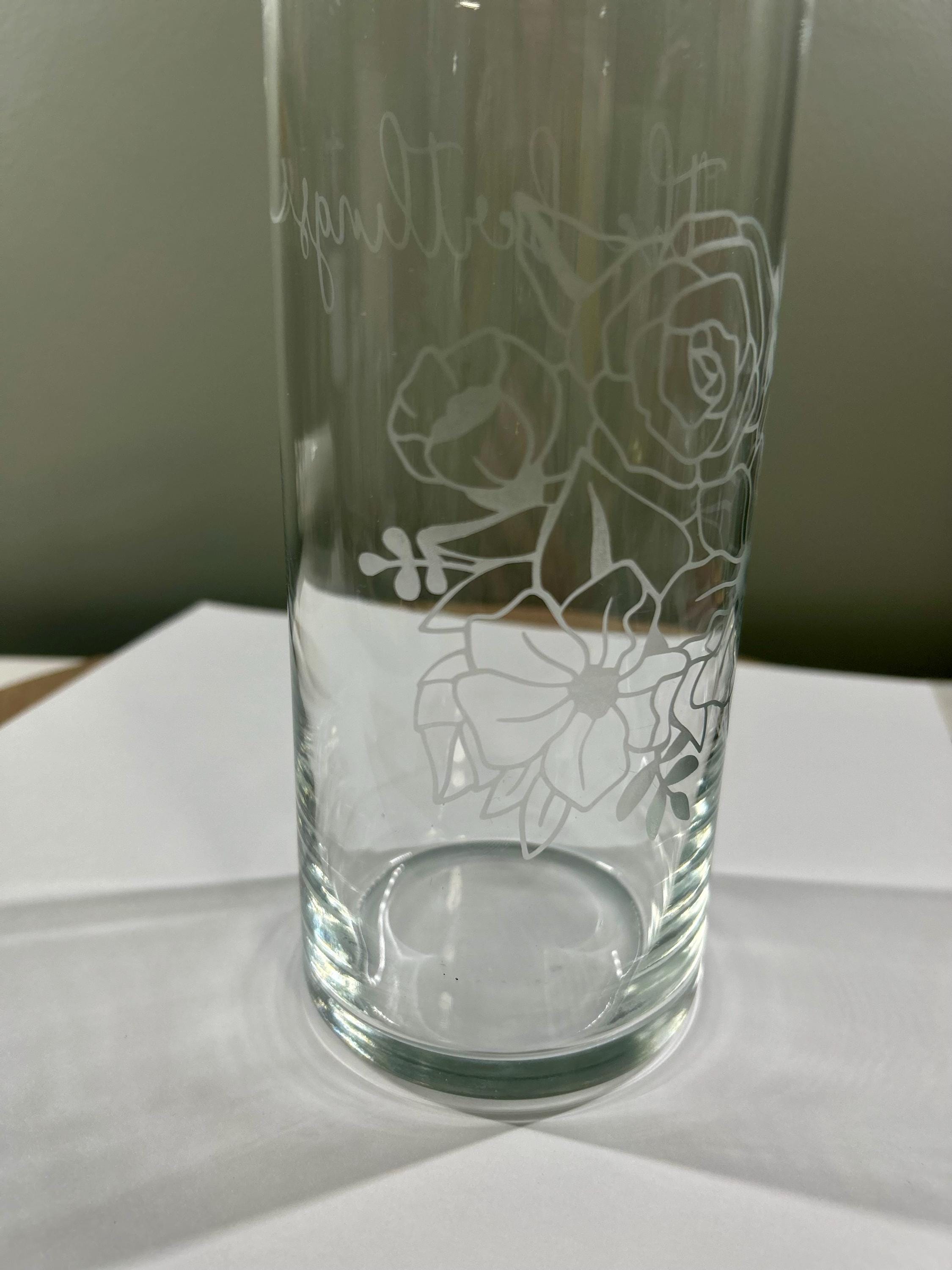 Custom Name Etched Glass Vase With Flower Wedding Anniversary ...