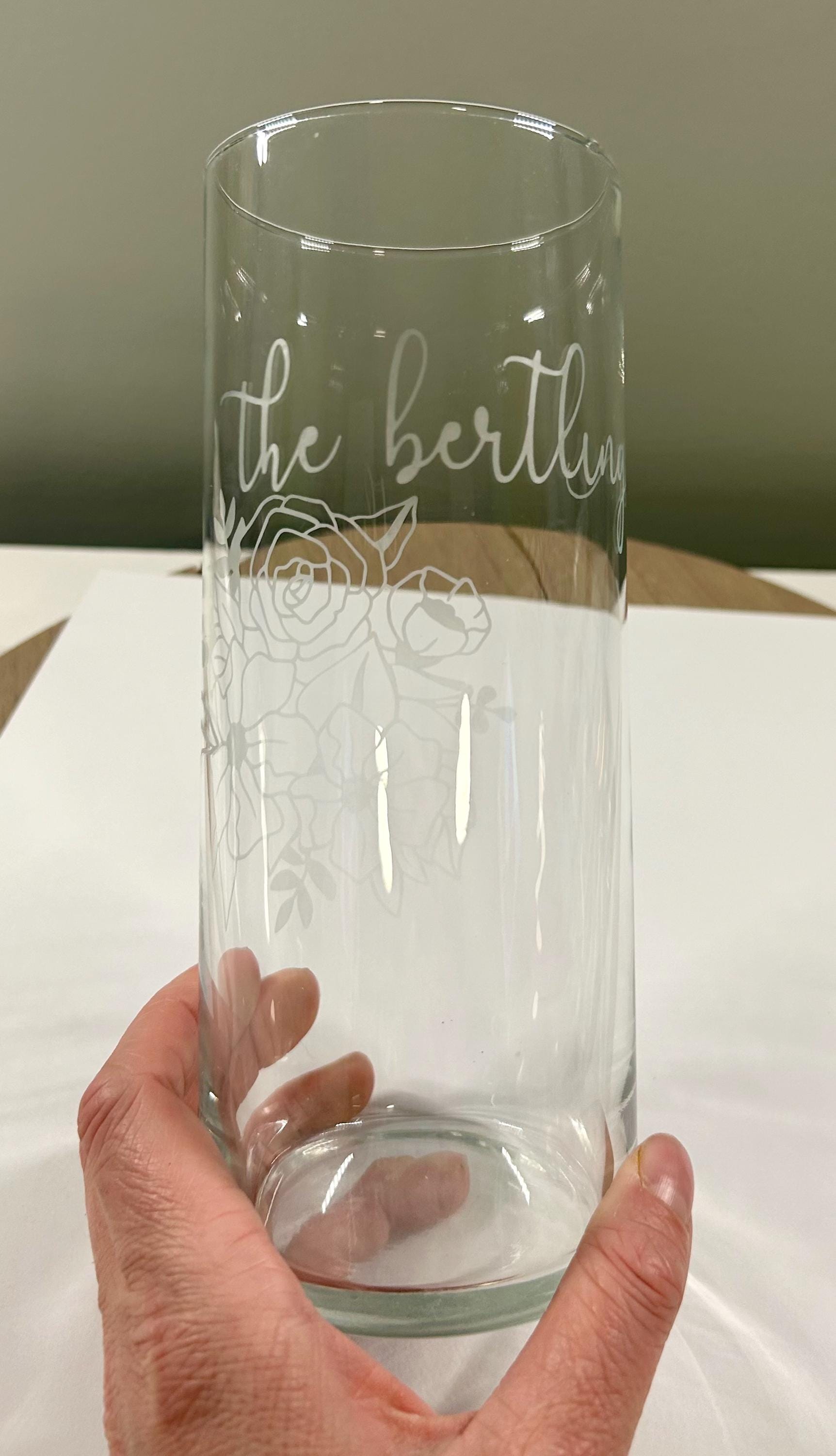 Custom Name Etched Glass Vase With Flower Wedding Anniversary ...