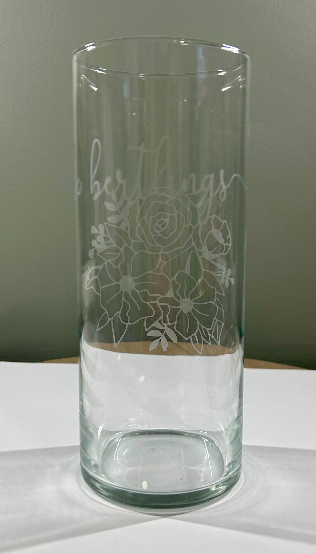 Custom Name Etched Glass Vase With Flower Wedding Anniversary ...