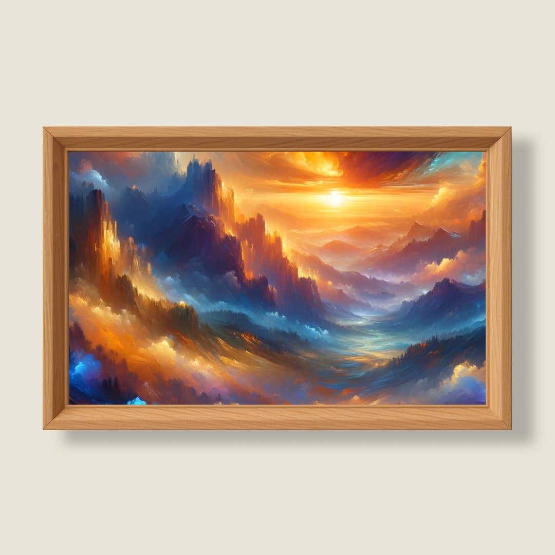 Spectrum Soar - Vibrant Sunset Mountain Scenery Digital Artwork ...