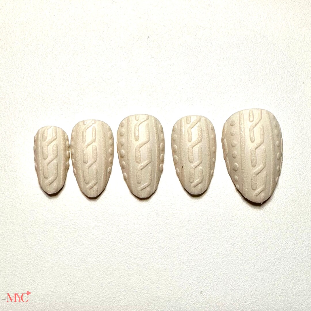 Sweater Nail Set | Cardigan Nails | 3D Nails | Winter Nails | Press on ...