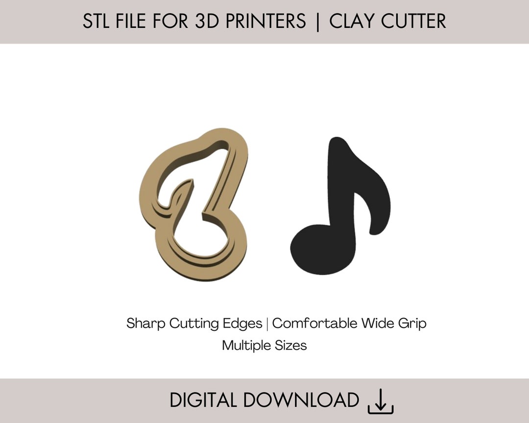 Music Note Polymer Clay Cutter, Quaver Note, School Clay Cutter, STL ...