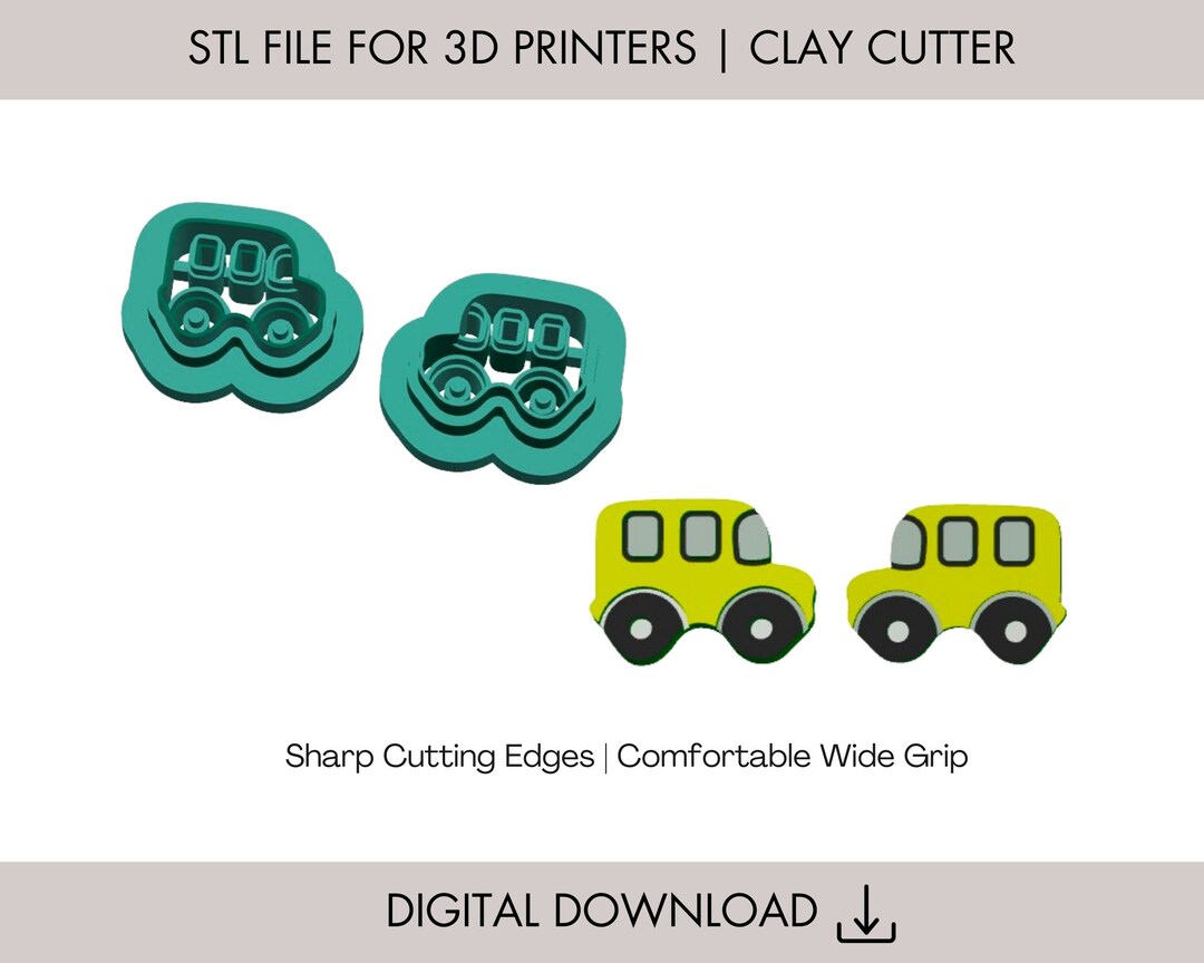 School Bus STL Polymer Clay Cutter, School Clay Cutter, Earring ...