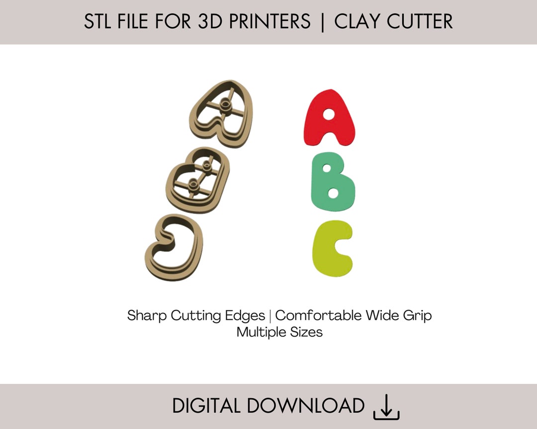 ABC Clay Cutter, Alphabet Letters, School Clay Cutters, STL Earring ...