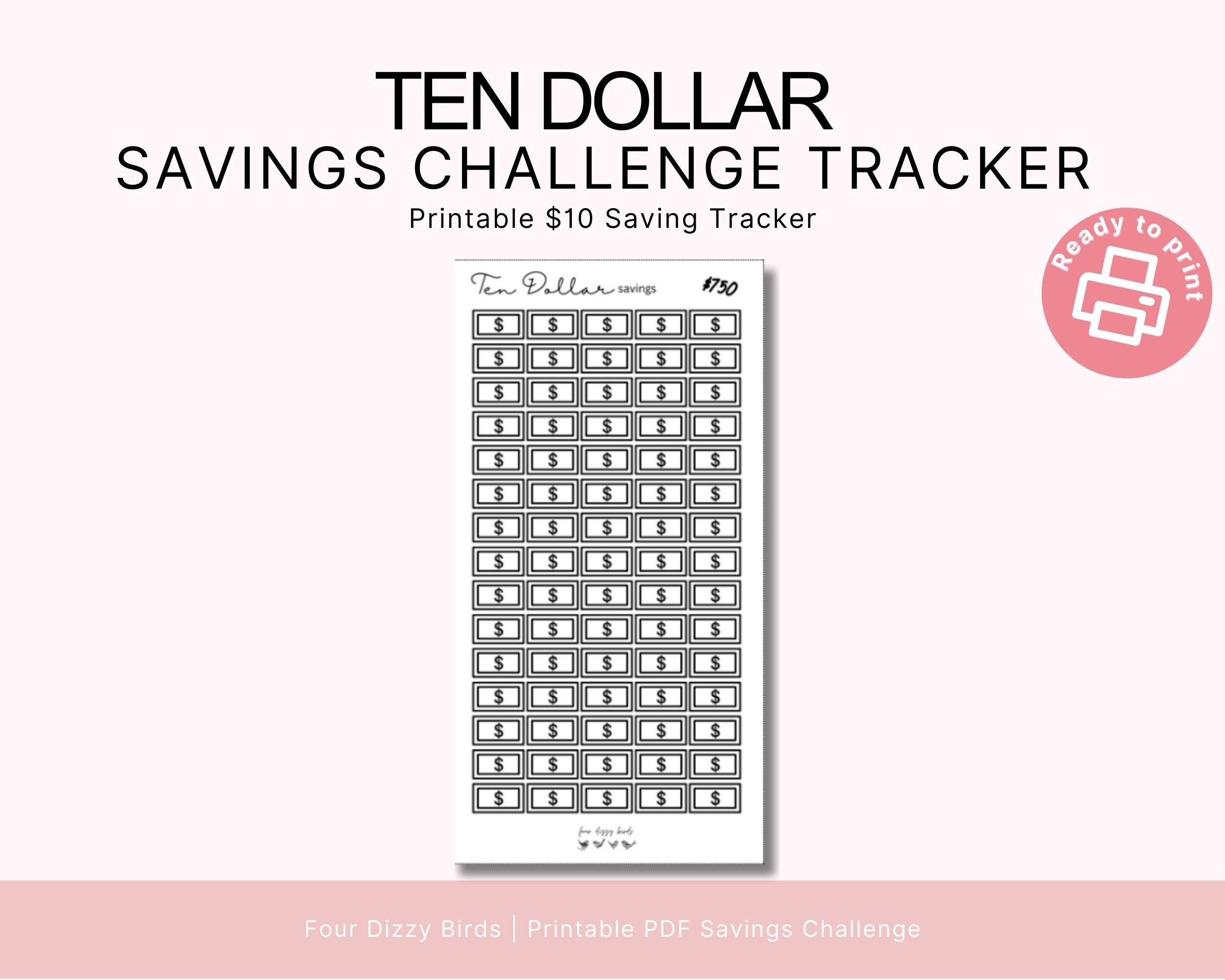 Ten Dollar Savings Tracker Printable PDF Cash Tracker Sinking Funds ...
