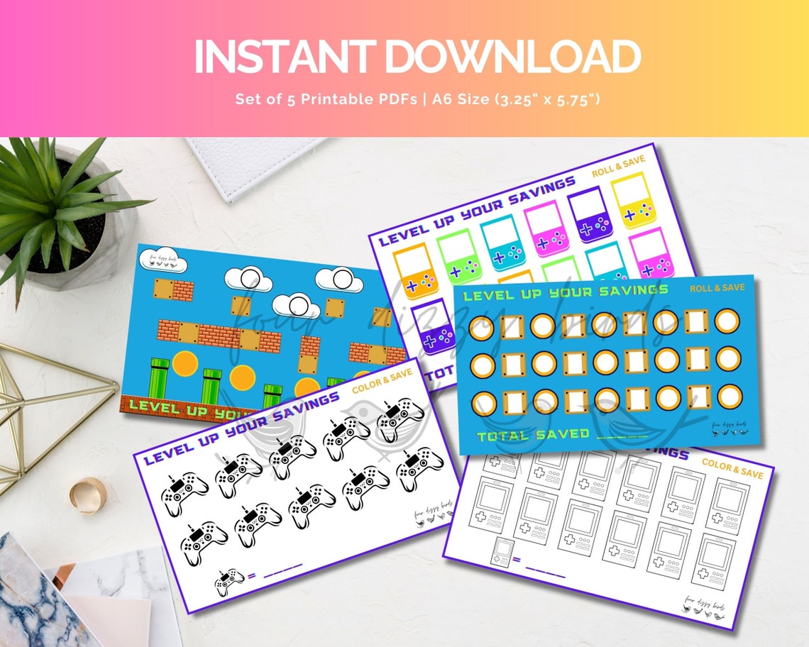 LEVEL UP Savings Challenge Bundle Printable PDF A6 Printable Challenge ...