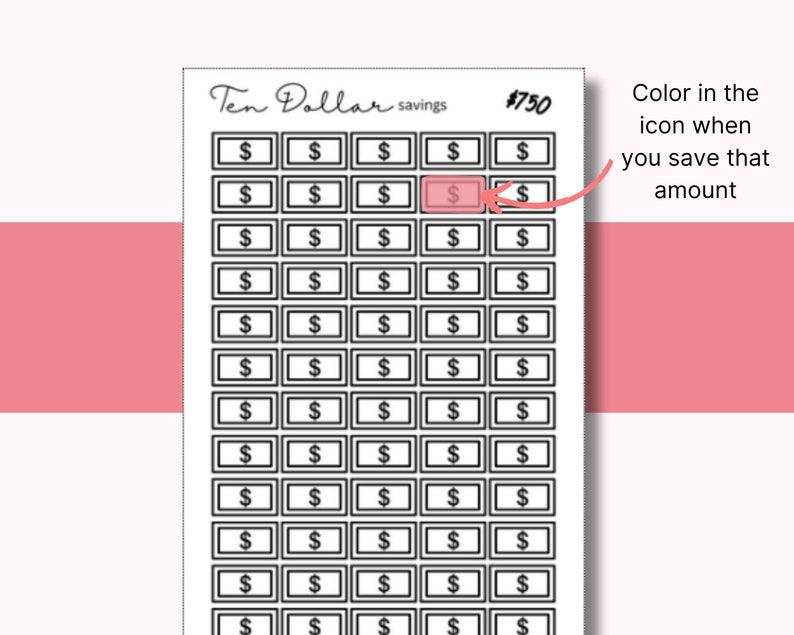 Ten Dollar Savings Tracker Printable PDF Cash Tracker Sinking Funds ...