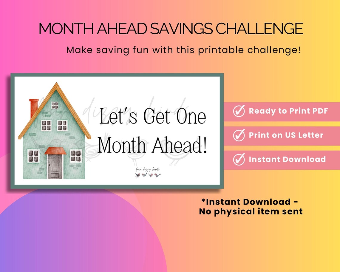 MONTH AHEAD Savings Challenge Bundle Printable PDF | A6 Printable ...