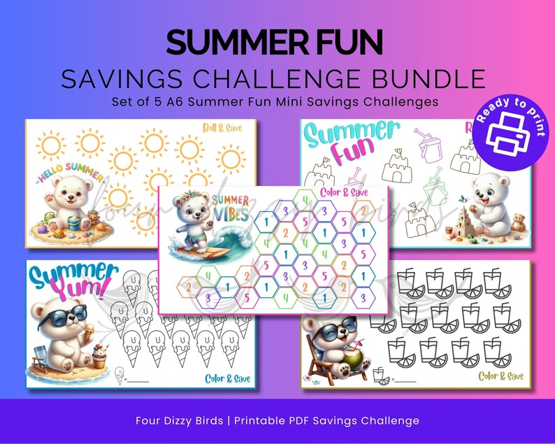 SUMMER FUN Savings Challenge Bundle Printable PDF | A6 Printable ...