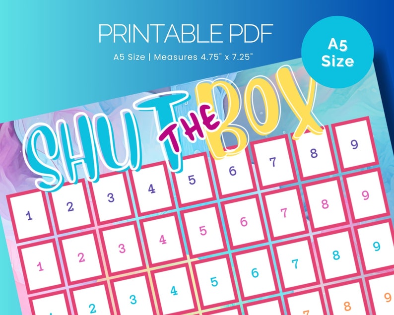 SHUT the BOX Savings Challenge Printable PDF | A5 Printable Challenge ...