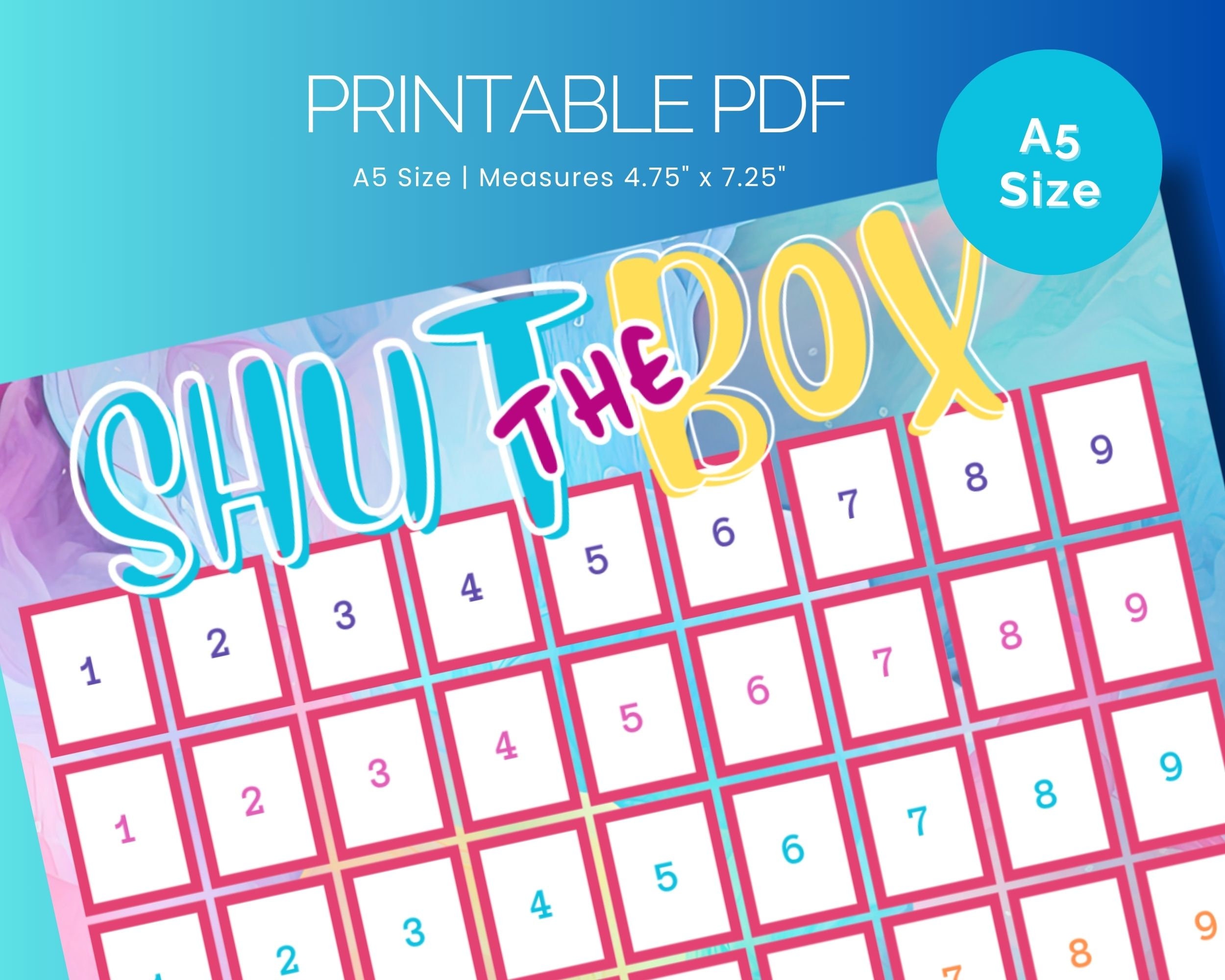 SHUT the BOX Savings Challenge Printable PDF | A5 Printable Challenge ...