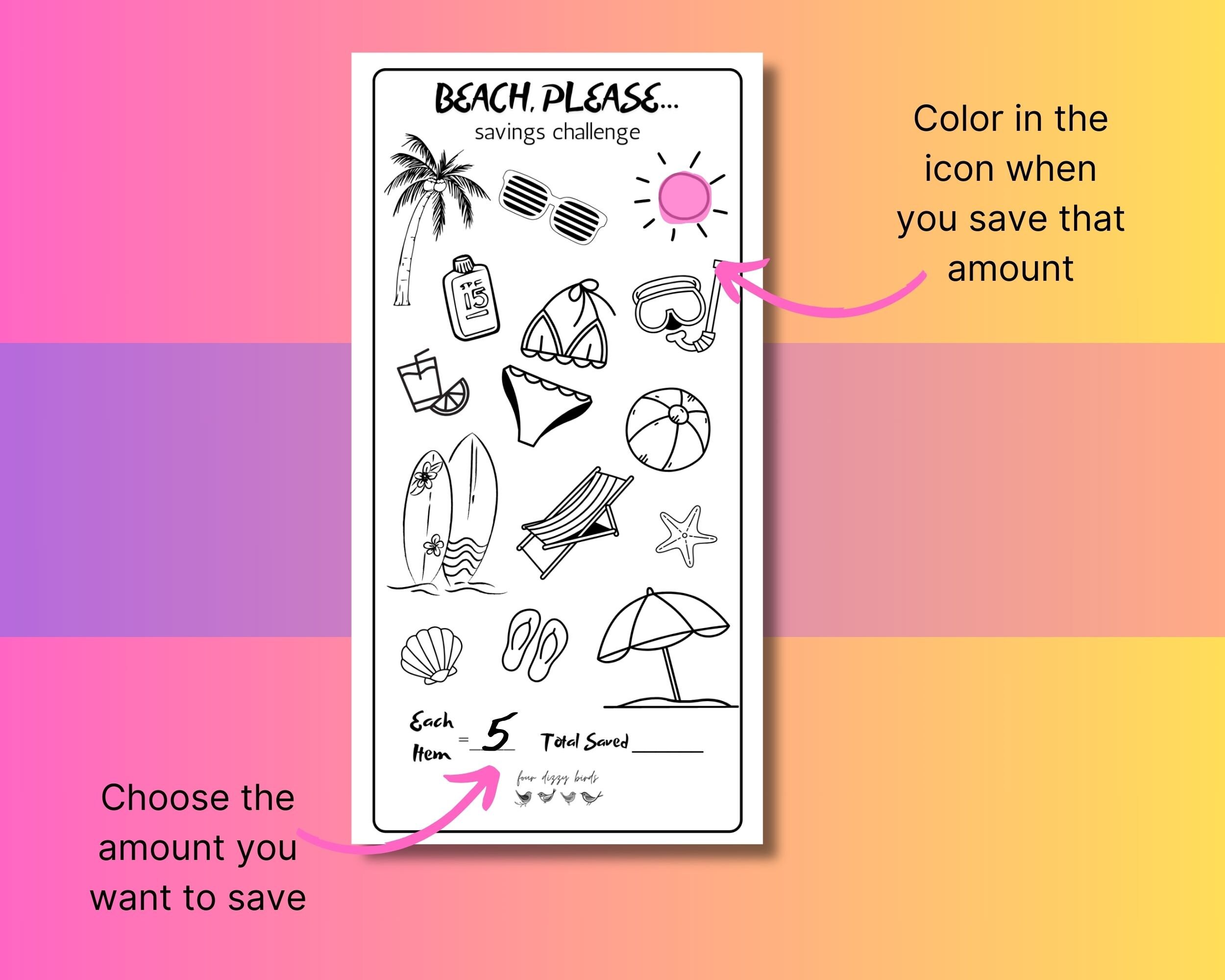 VACATION Savings Challenge Printable PDF Bundle A6 Printable Challenge ...