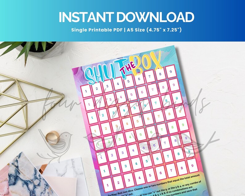 SHUT the BOX Savings Challenge Printable PDF | A5 Printable Challenge ...