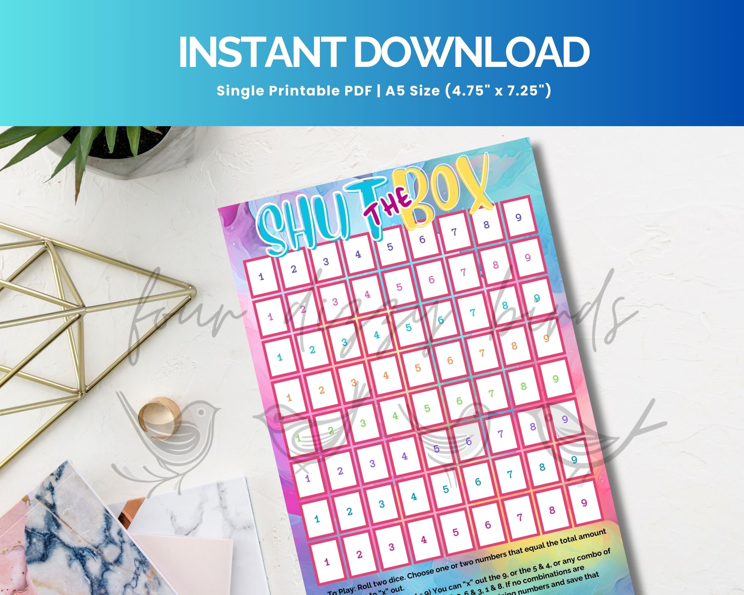 SHUT the BOX Savings Challenge Printable PDF | A5 Printable Challenge ...