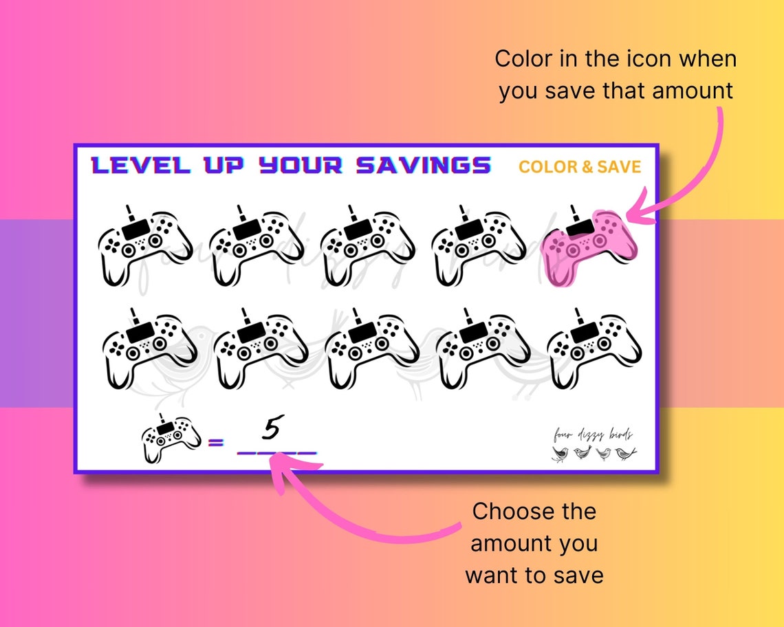 LEVEL UP Savings Challenge Bundle Printable PDF A6 Printable Challenge ...