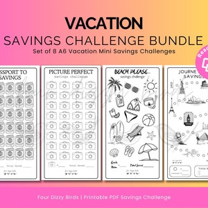 VACATION Savings Challenge Printable PDF Bundle A6 Printable Challenge ...