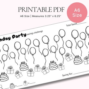 Birthday Party Savings Tracker Printable PDF | Cash Tracker | Sinking ...