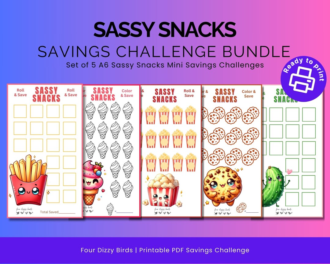 Sassy Snacks Savings Challenge Bundle | A6 Printable PDF - Etsy