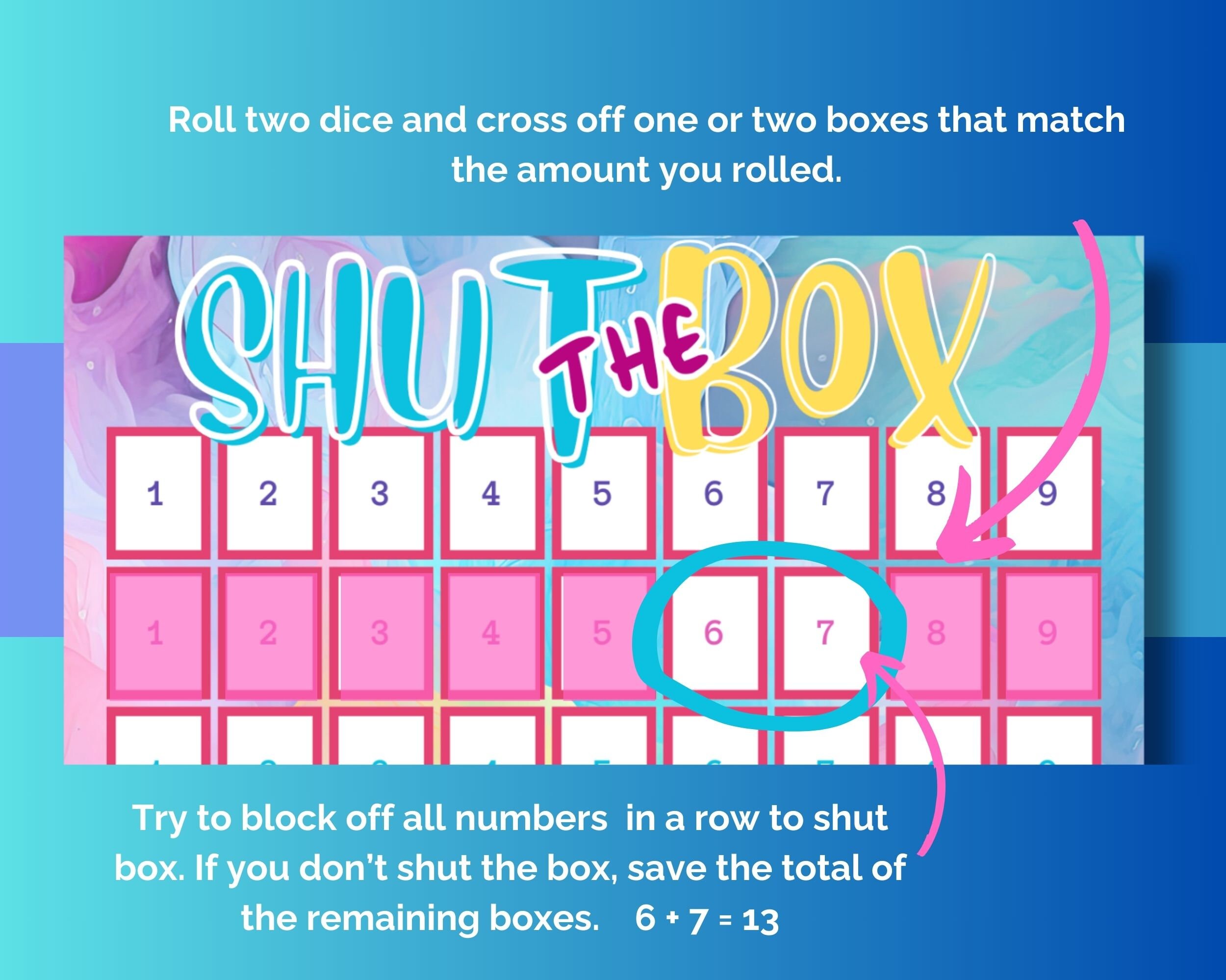SHUT the BOX Savings Challenge Printable PDF | A5 Printable Challenge ...