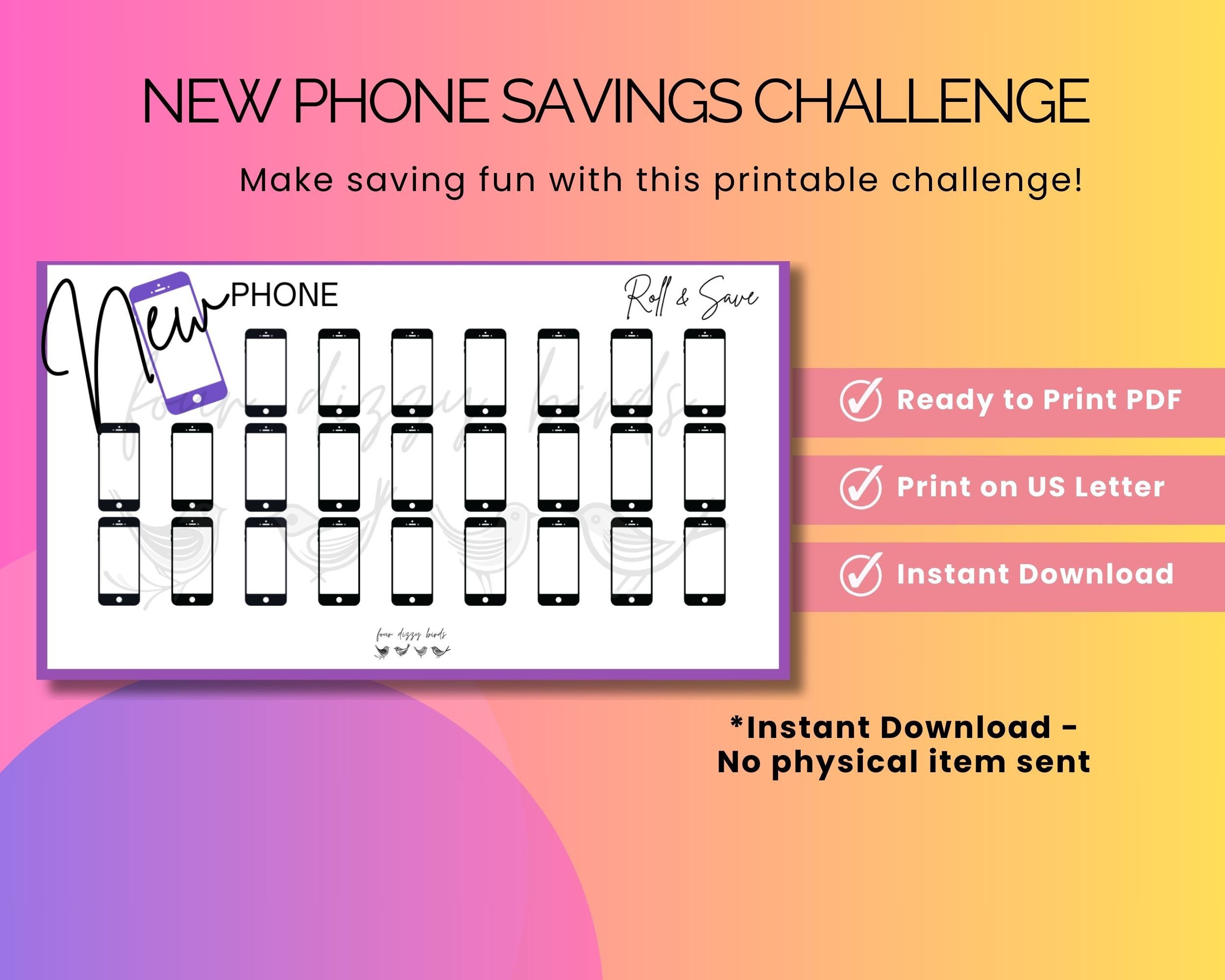 NEW PHONE Savings Challenge Printable PDF | A6 Printable Challenge ...