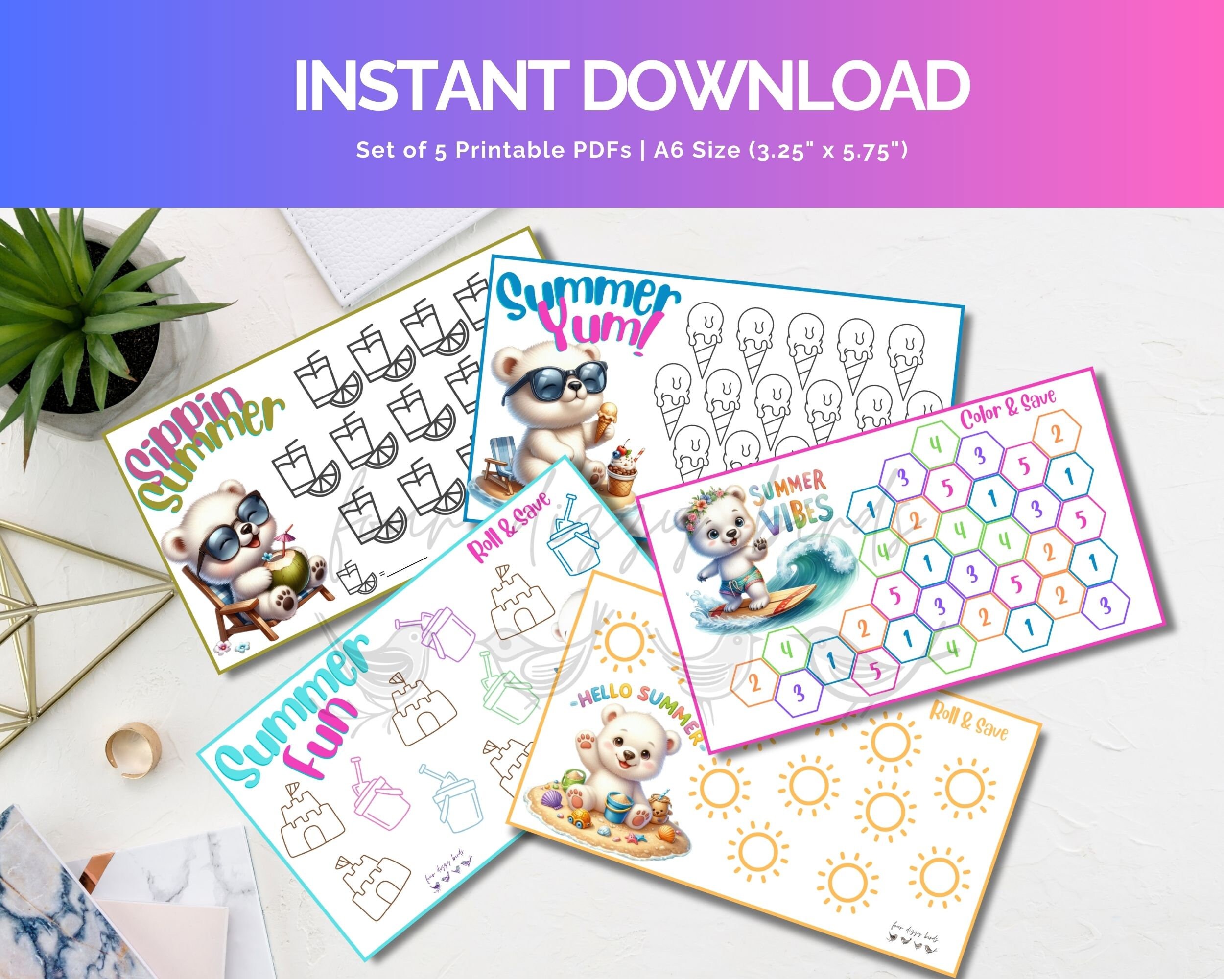 SUMMER FUN Savings Challenge Bundle Printable PDF | A6 Printable ...