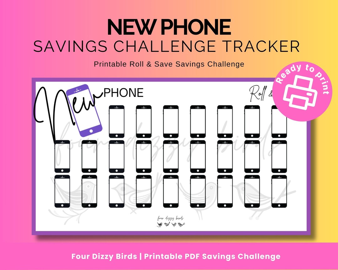 NEW PHONE Savings Challenge Printable PDF A6 Printable Challenge Cash ...