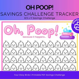 Oh Poop! Savings Challenge Tracker: Printable PDF With A5/A6 Dashboards ...