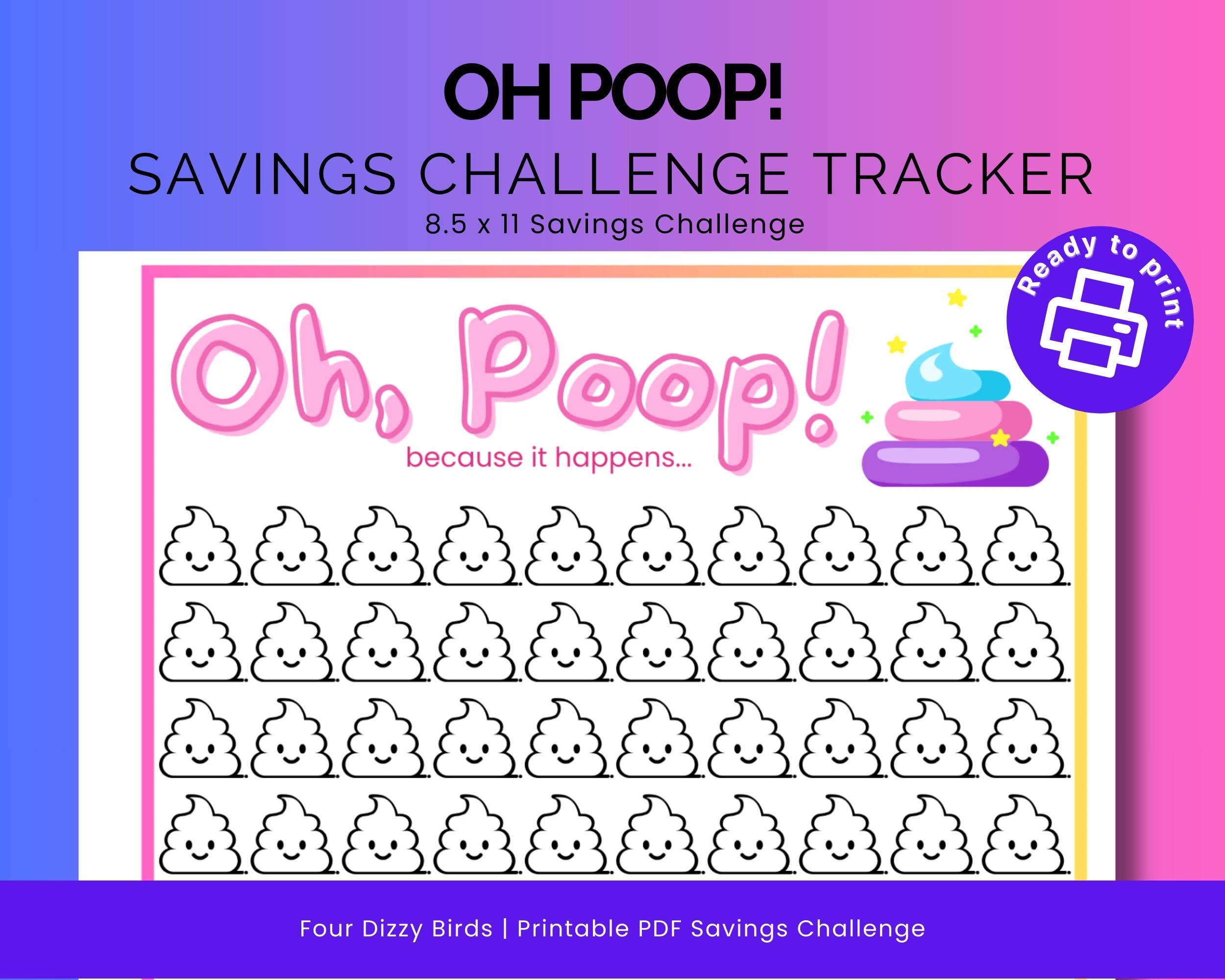 Oh Poop! Savings Challenge Tracker: Printable PDF With A5/A6 Dashboards ...