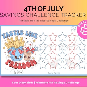 JULY 4TH Savings Challenge Printable PDF | A6 Printable Challenge ...