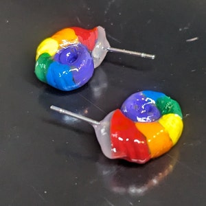 Rainbow Snail Shell Stud Earrings (hand Painted) - Etsy