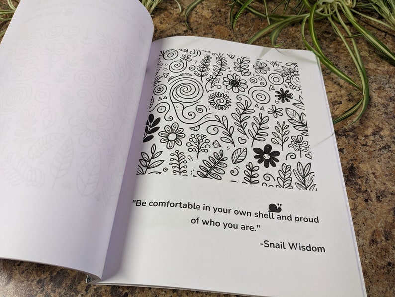 50 Pages Adult Coloring Book and Snail Wisdom - Etsy