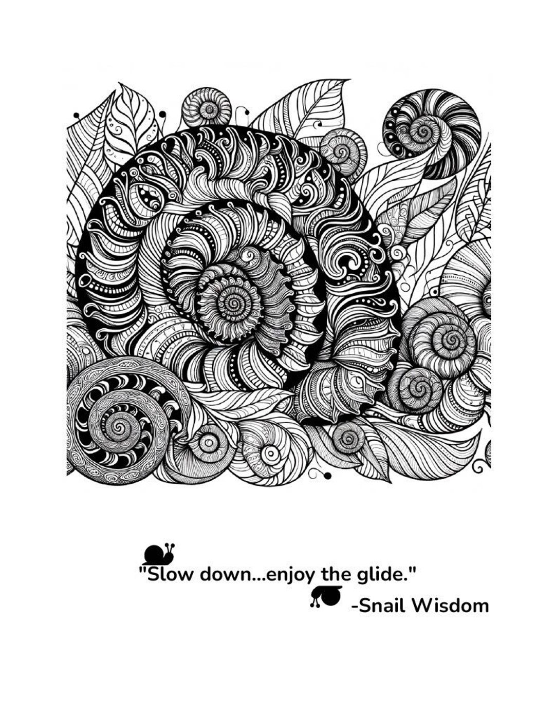 Adult Coloring Book & Snail Wisdom - 10 Pages (download) - Etsy