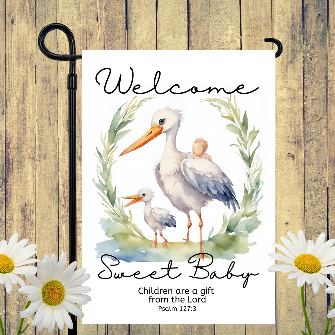 Welcome Baby Flag | Christian Garden Flag | New Baby House Flag ...