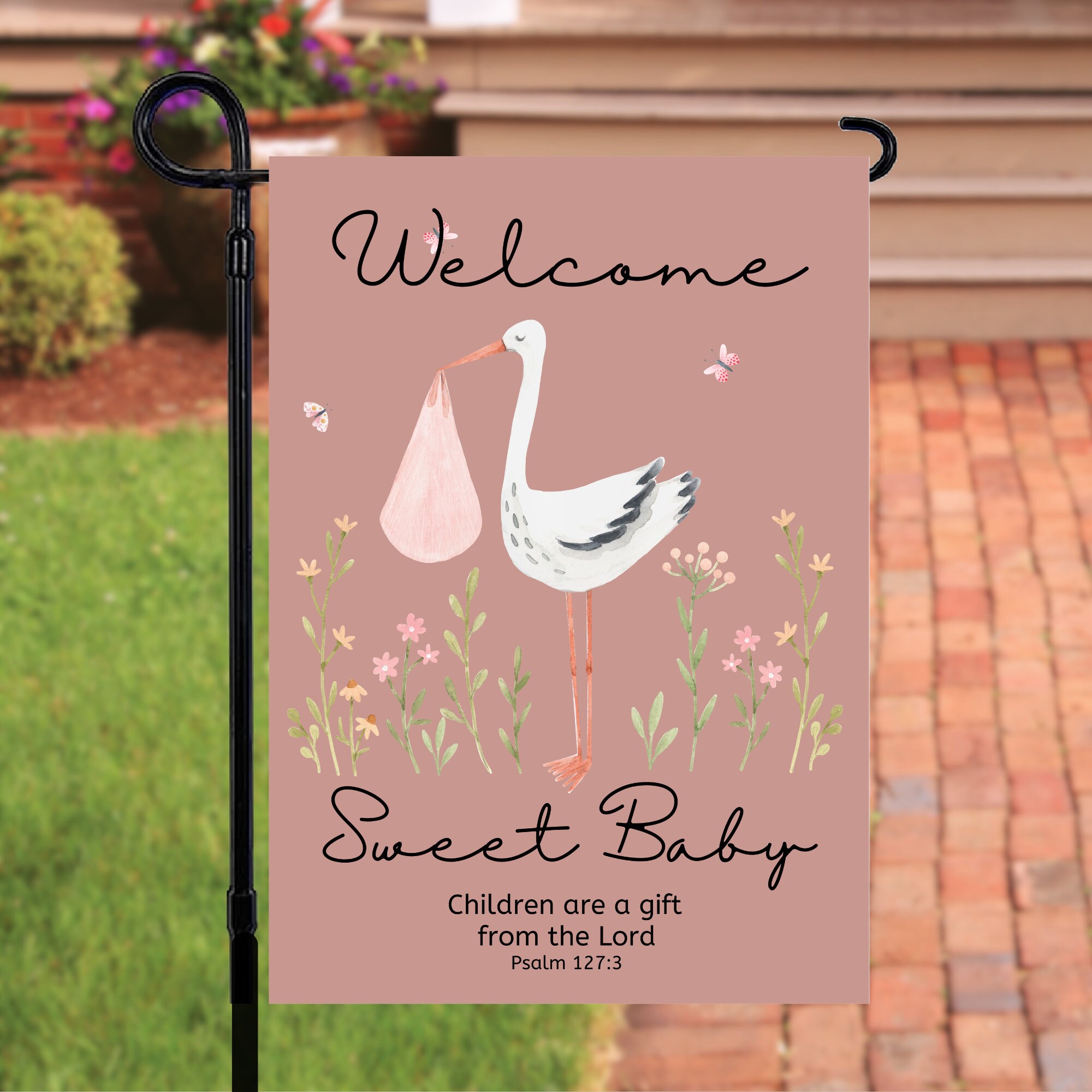 Welcome Baby Flag | Christian Garden Flag | New Baby House Flag ...