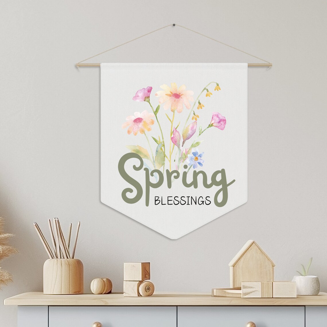 Spring Welcome Banner Spring Wall Hanging Easter Wall Decor Welcome ...