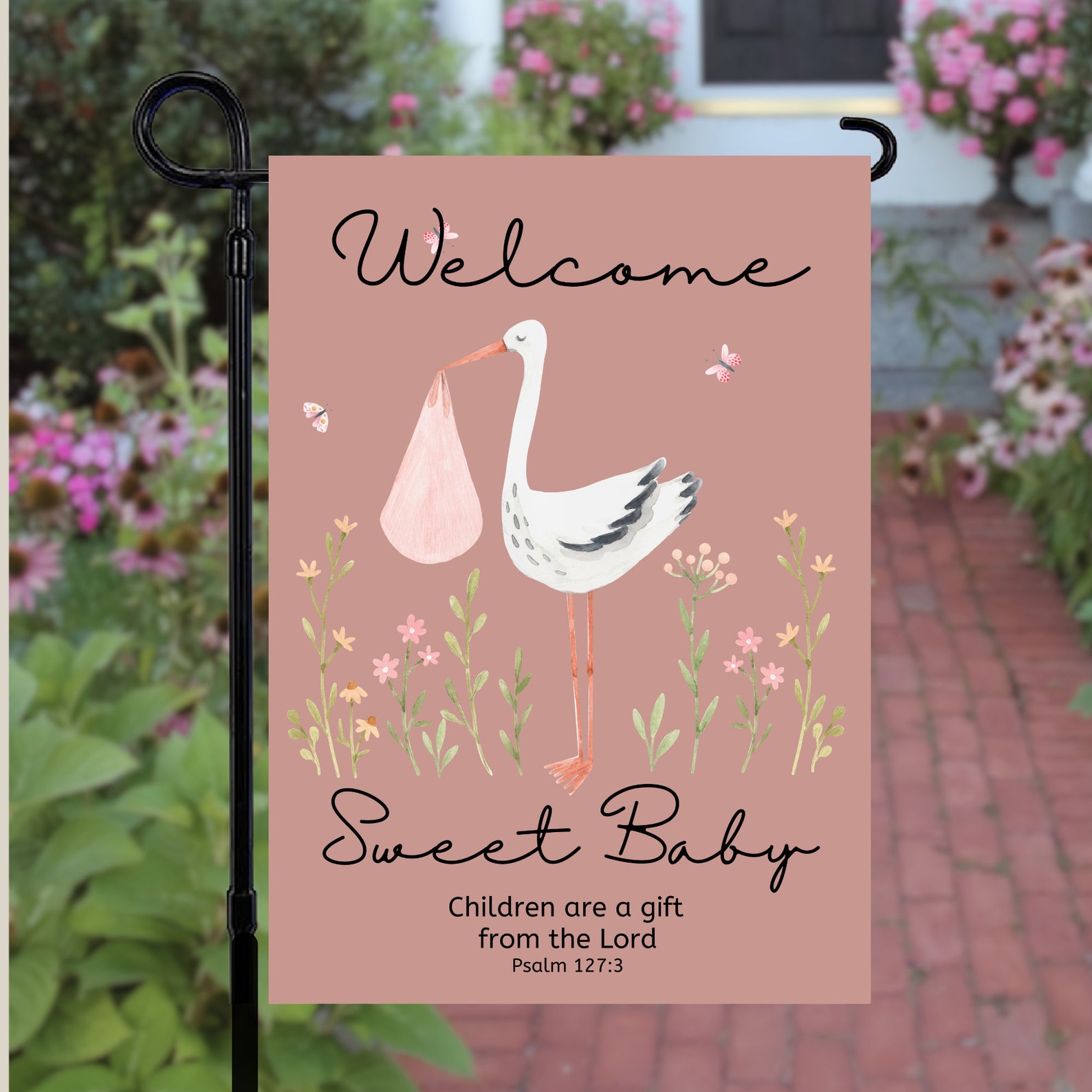 Welcome Baby Flag | Christian Garden Flag | New Baby House Flag ...