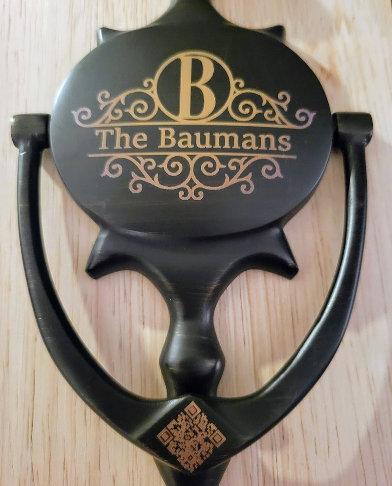 Personalized Bronze Door Knocker: Monogram, Name, Optional QR Code - Etsy