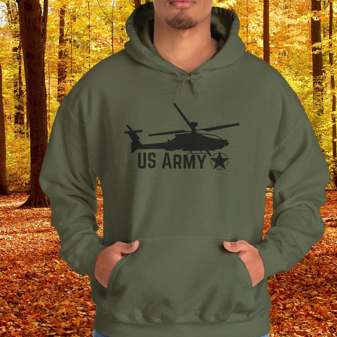 US Army Apache Helicopter Hoodie, Military Sweatshirt, Army Aircraft ...