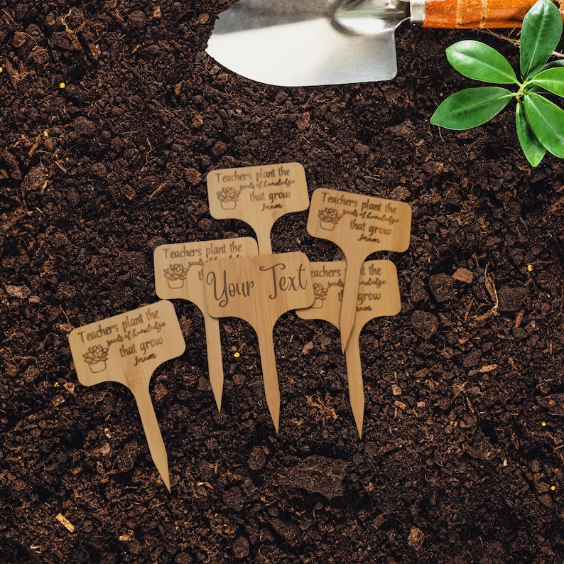 Custom Engraved Bulk Bamboo Plant Markers: Personalized Garden Stakes ...