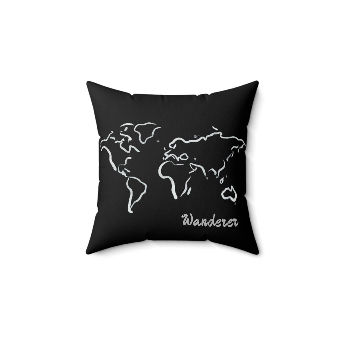 World Map Wanderer Explorer Pillow Decor for the Adventurous World ...