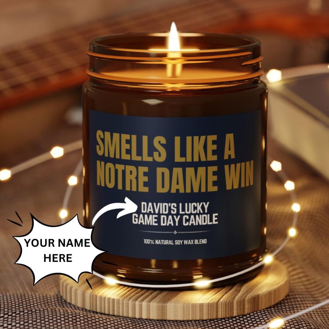 Personalized Smells Like A Notredame Win Candle, Notre Dame Football ...